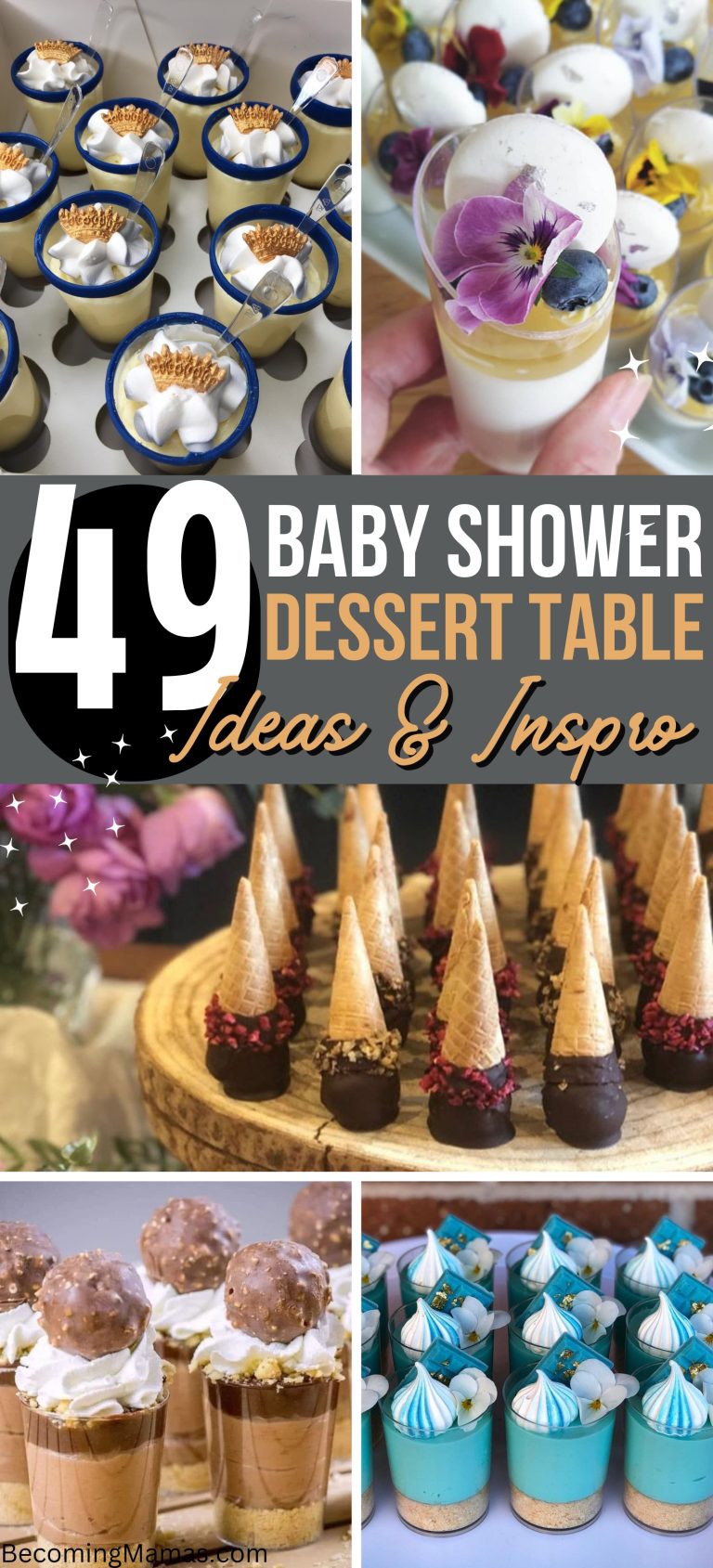 49 Inspirational Ideas For Baby Shower Desserts In Cups & Cones